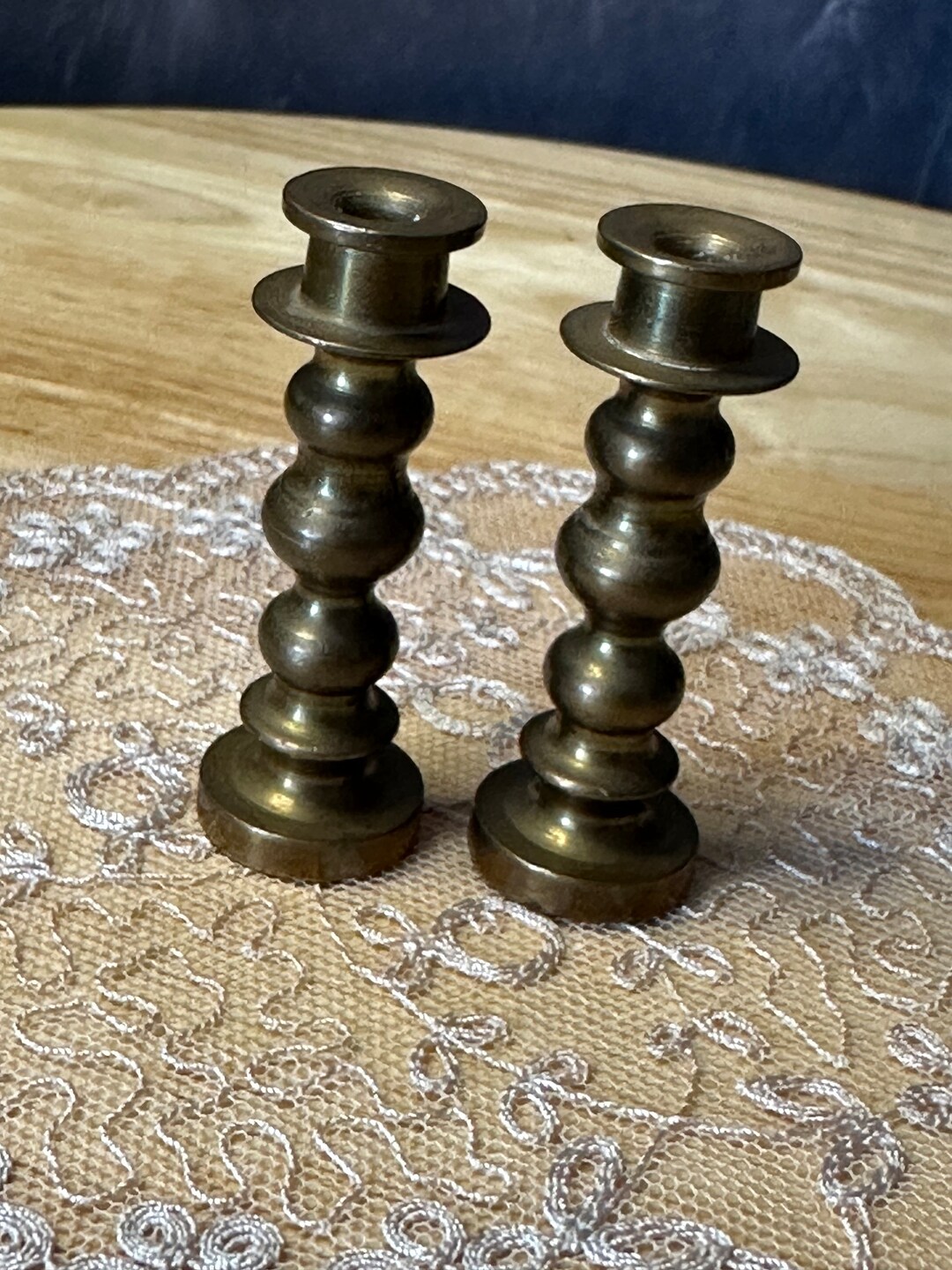 Vintage Brass Two Small Candle Holders | Collectible Brass - Etsy