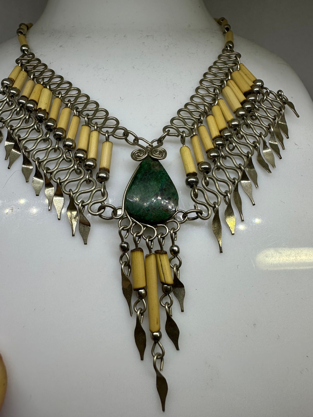 Vintage Metal Fringes Egyptian Style Necklace - Etsy