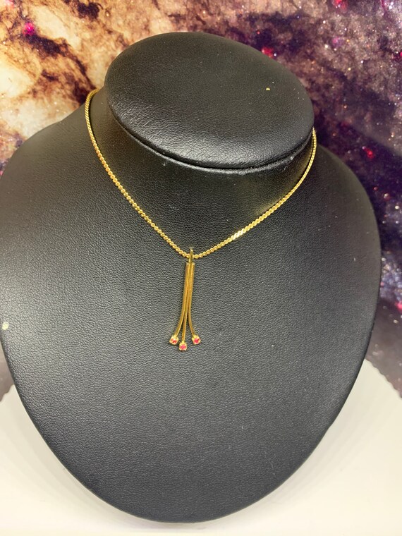 Avon Vintage Elegant Gold Ruby Chain Necklace | Vinta… - Gem