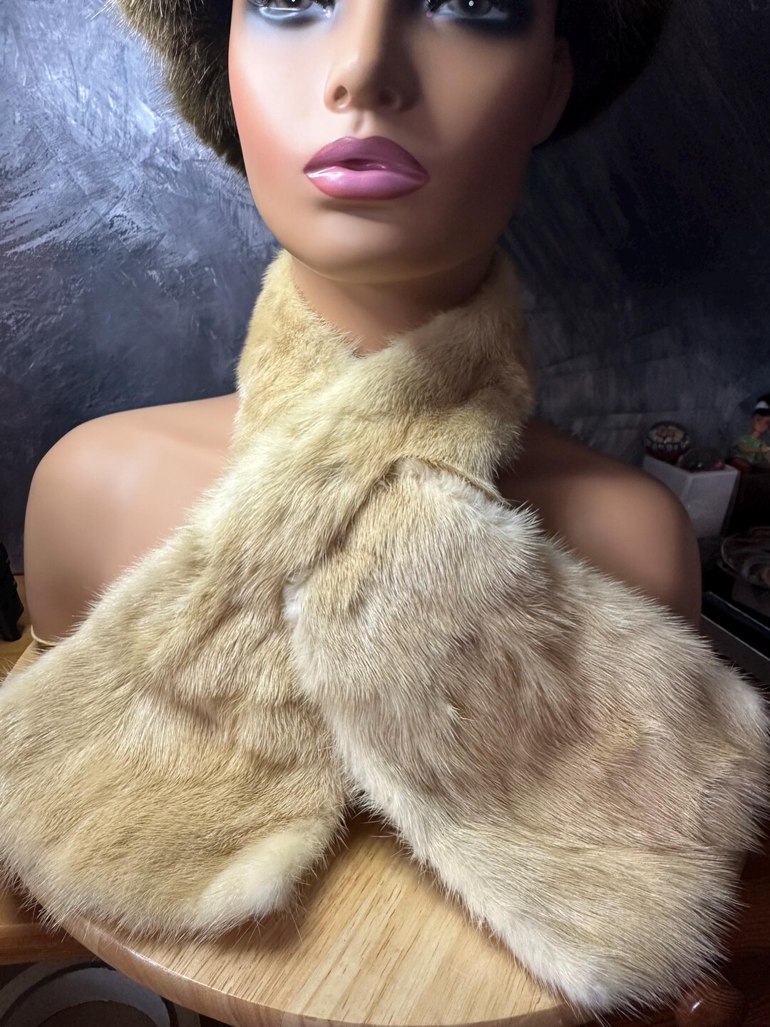 NEW! Vintage Beige Mink Fur Collar | Vintage Fur Scarf - Etsy