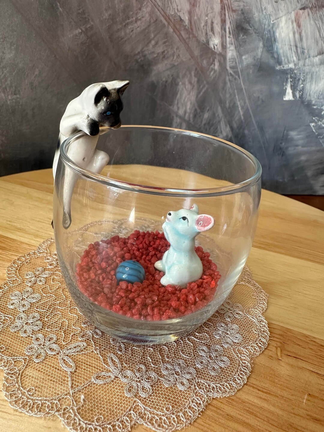 NEW Vintage Studio Pottery Cat and Mouse Figurines Ceramic Siamese Cat ...