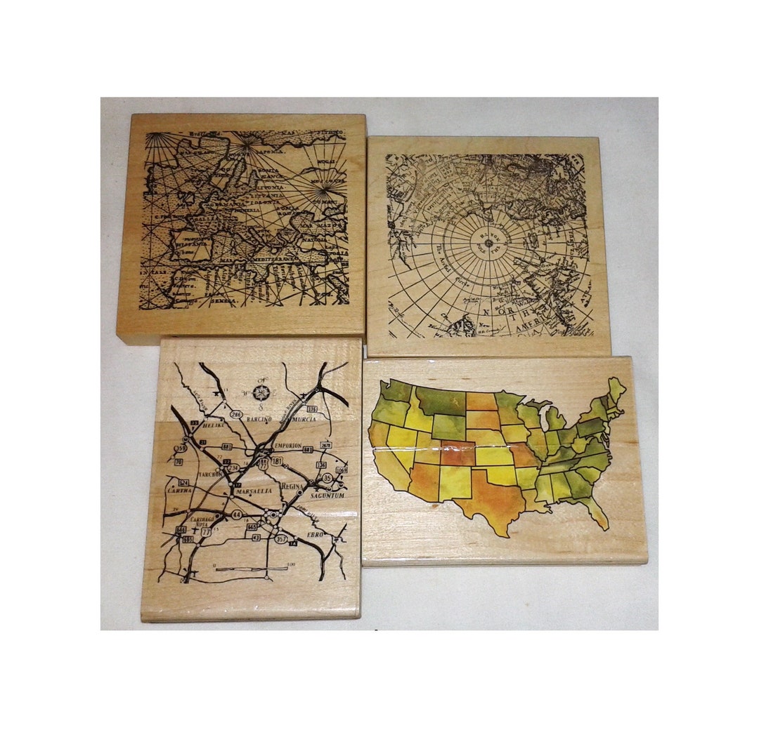 Choose Large XL Vintage World Map Rubber Stamp Background Road Spain ...