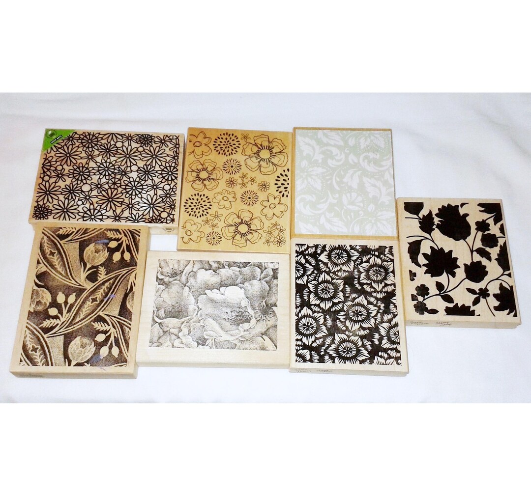 Choose XL Large Flower Rubber Stamp Background Floral Woodcut Daisy ...