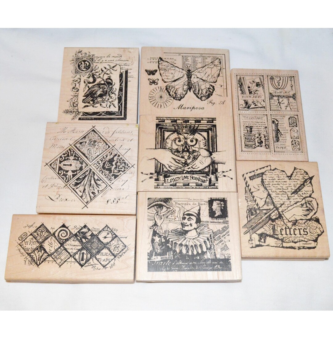 Choose Med Lg Stampers Anonymous Collage Rubber Stamp Butterfly Pierrot ...
