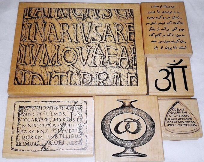 Lot Ancient Writing Rubber Stamps Greek Latin Arabic Sanskrit Om Stone ...