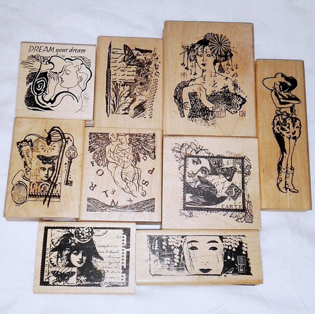 Choose Acey Deucy Rubber Stamp Lynne Perrella Collage Woman Face Tag ...