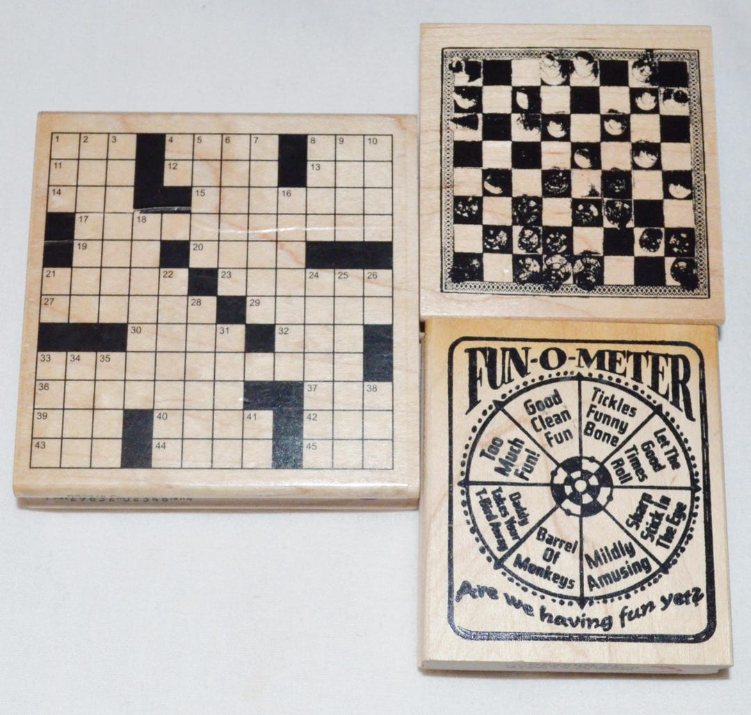 Choose Vintage Med Large Games Stamp Crossword Puzzle Fun Spinner Chess ...