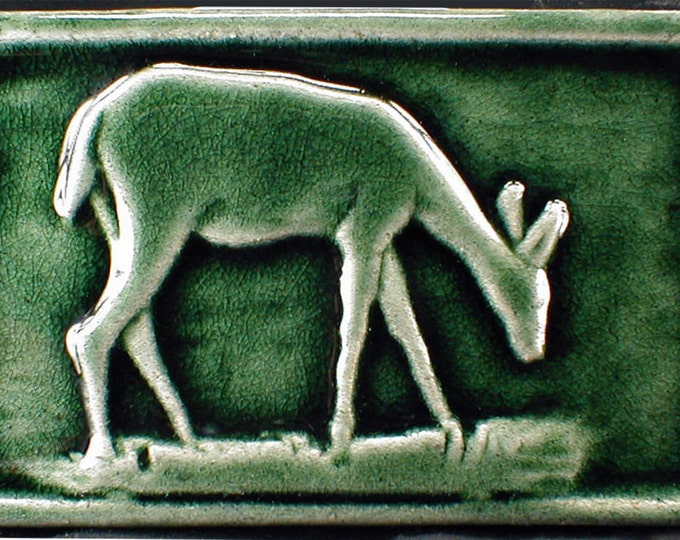 Deer Tile, Blue/green Glaze, 4 X 6 Tile, Animal Art, Backsplash Tile ...