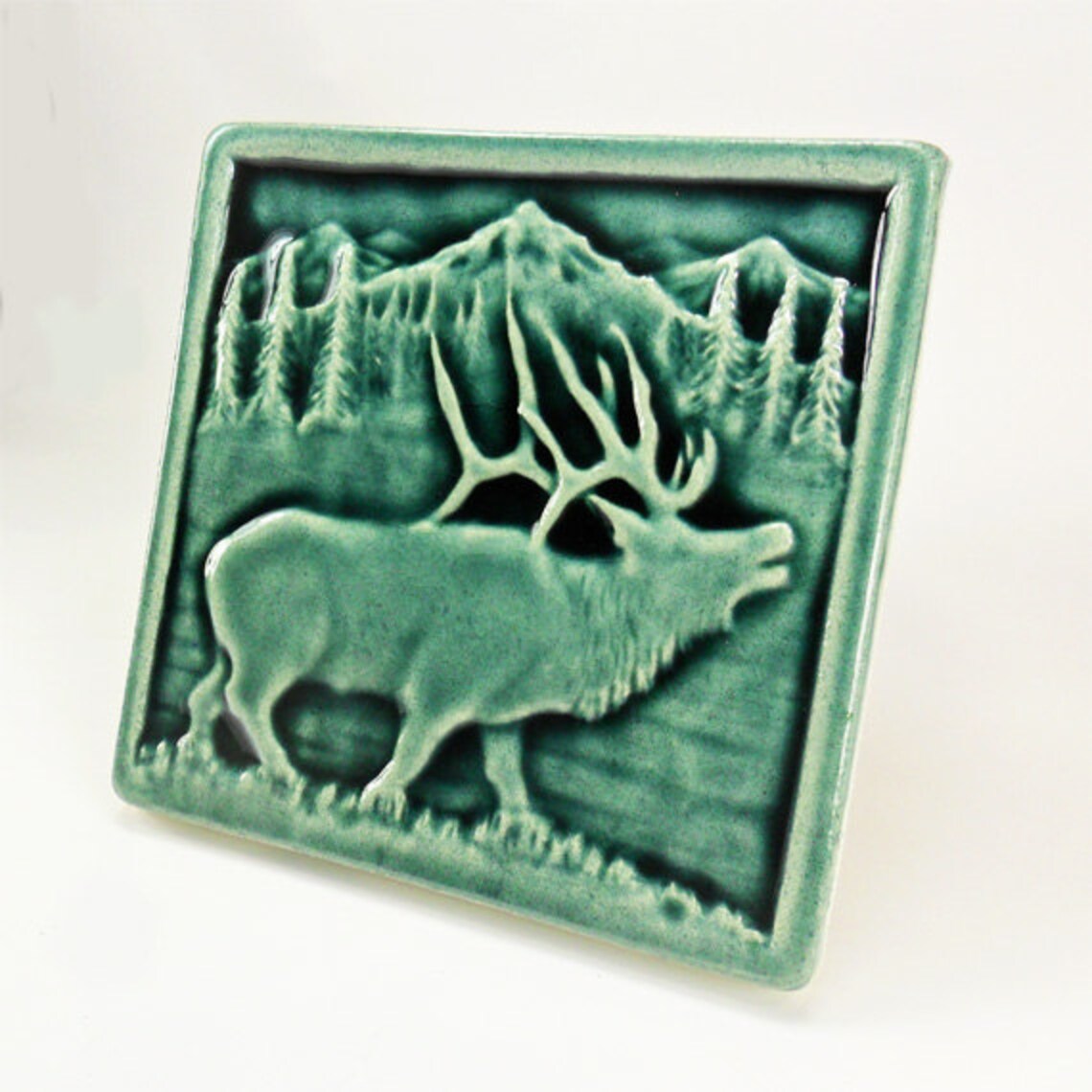 Elk Tile 6x6 Decorative Tile Ceramic Sculpture Blue Glaze - Etsy