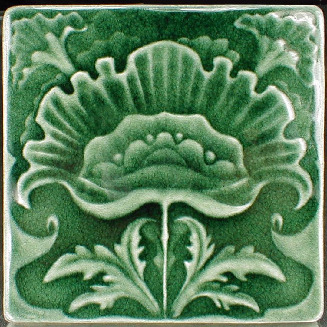 Art Nouveau Flower Wall Tile, 6x6 Flower Tile, Ceramic Tile, Accent ...