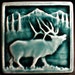 Elk Tile, 6x6, Decorative Tile, Ceramic Sculpture, Blue Glaze, Accent ...