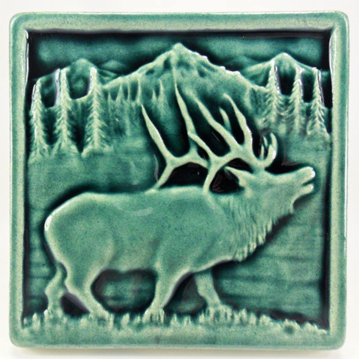 Elk Tile 6x6 Decorative Tile Ceramic Sculpture Blue Glaze - Etsy
