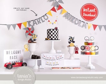 Race Car Theme 'happy Birthday' Banner. Road Font, Birthday Party ...