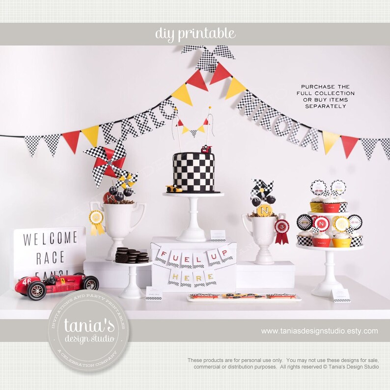 Race Time Races Printable Race Cake Topper Instant - Etsy