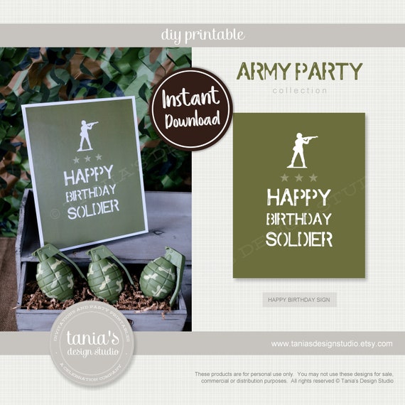Army Toy Soldier Happy Birthday Soldier Sign Instant - Etsy New Zealand