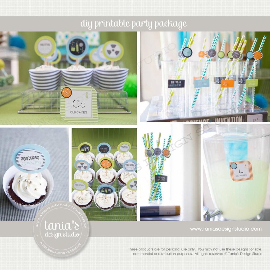 Science Printable Birthday Party Package With Orange by | Etsy