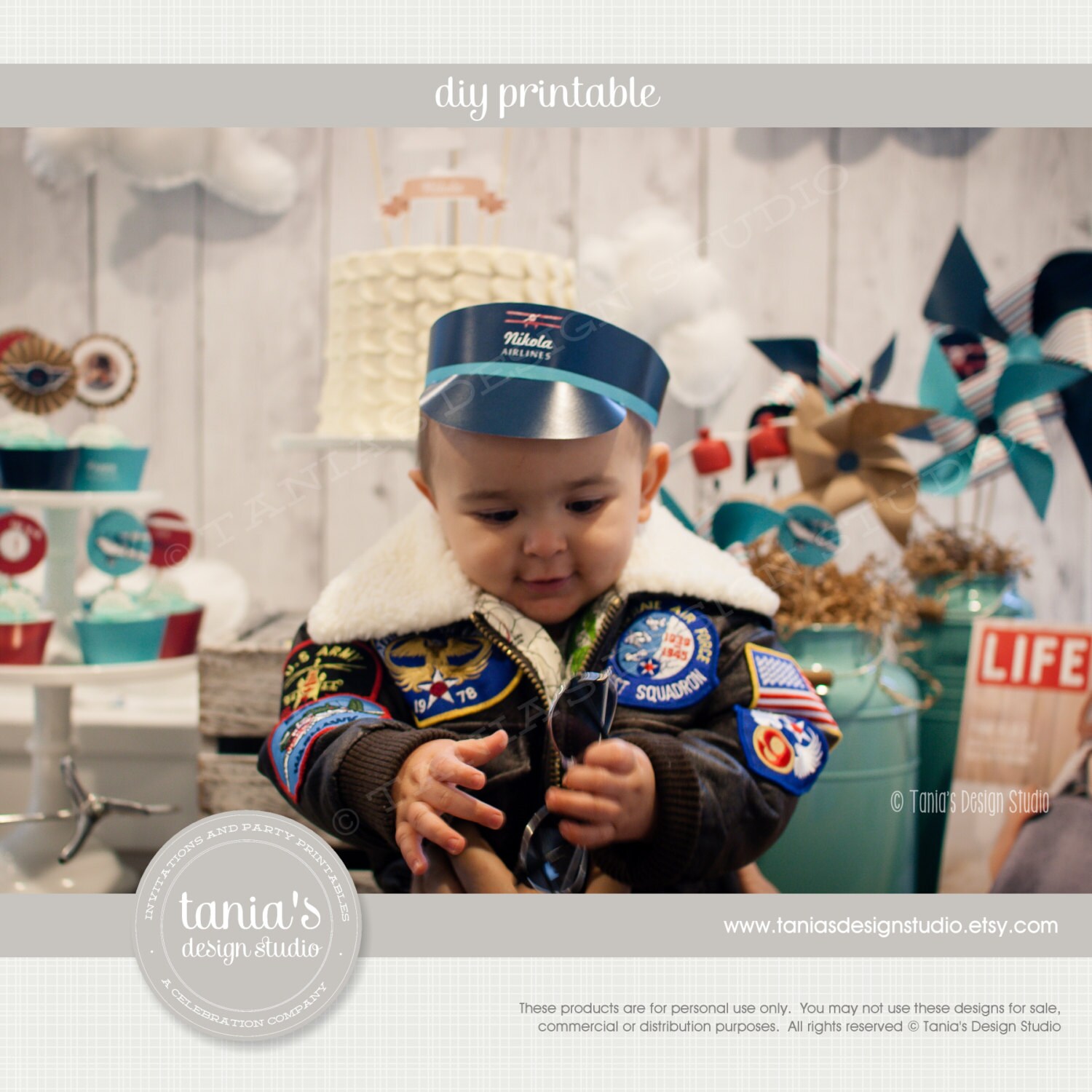 Time Flies Birthday Captains Hat First Birthday Paper - Etsy Canada