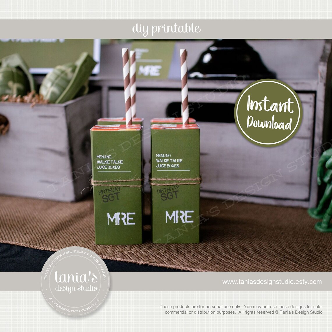 Army Toy Soldier Printable Juice Box Wrappers Instant - Etsy