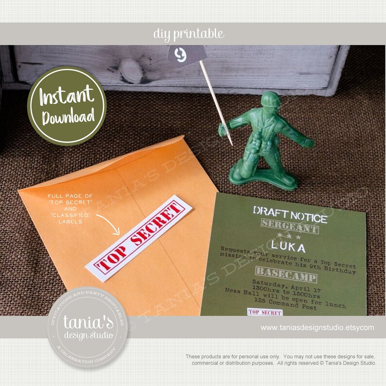 Army Toy Soldier Top Secret and Classified Tags Instant - Etsy