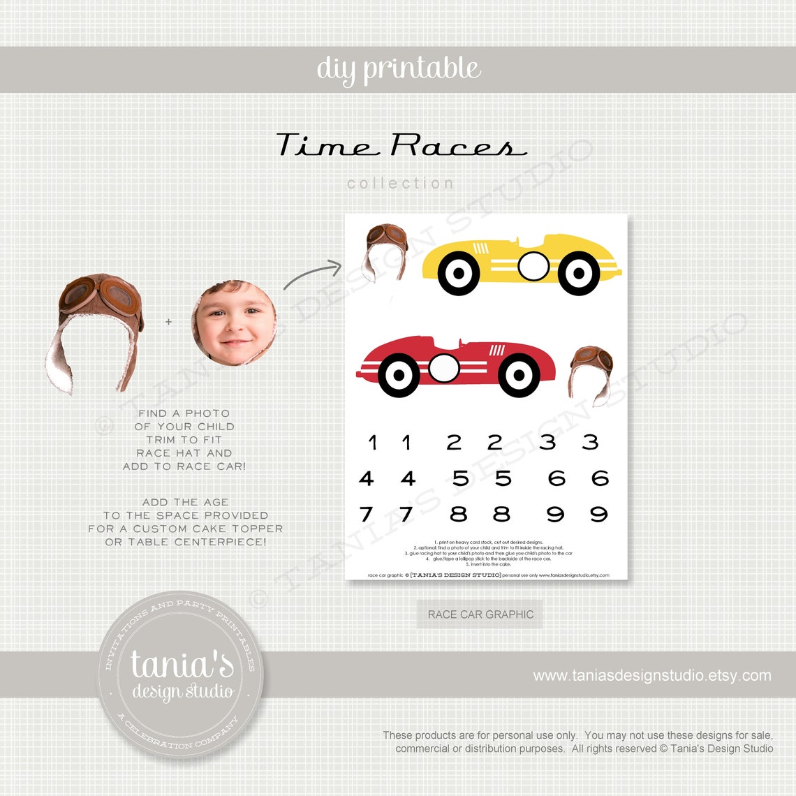 Race Time Races Printable Race Cake Topper Instant | Etsy