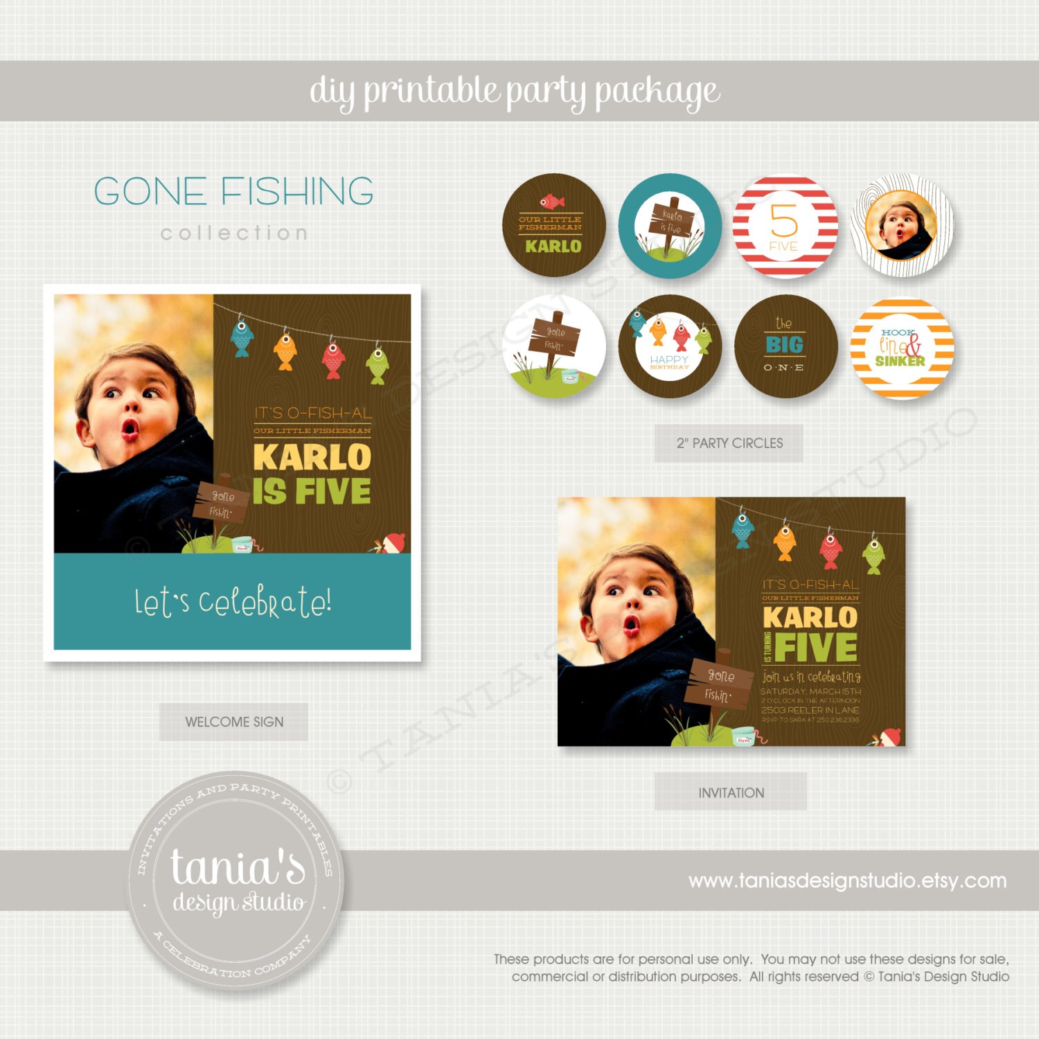 Gone Fishing Printable Birthday Party Package by Tania's - Etsy