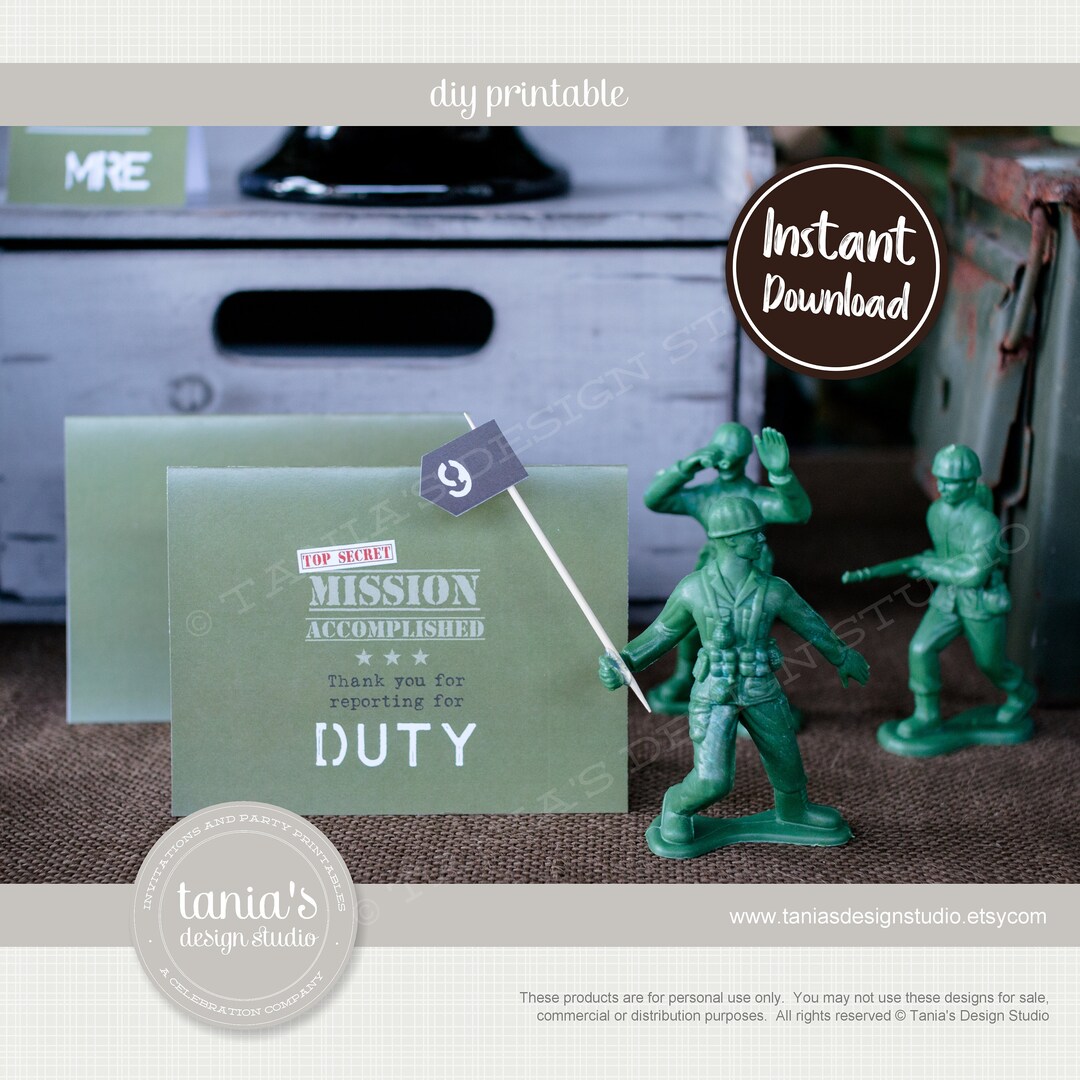 Army Toy Soldier Thank You Notes Instant Download by - Etsy