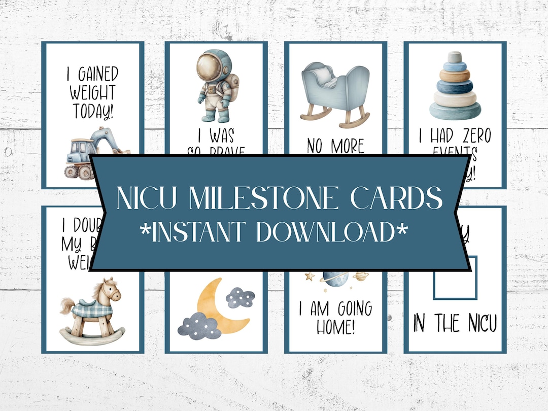 NICU Milestone Cards: Preemie Baby Boy, Printable PDF - Etsy