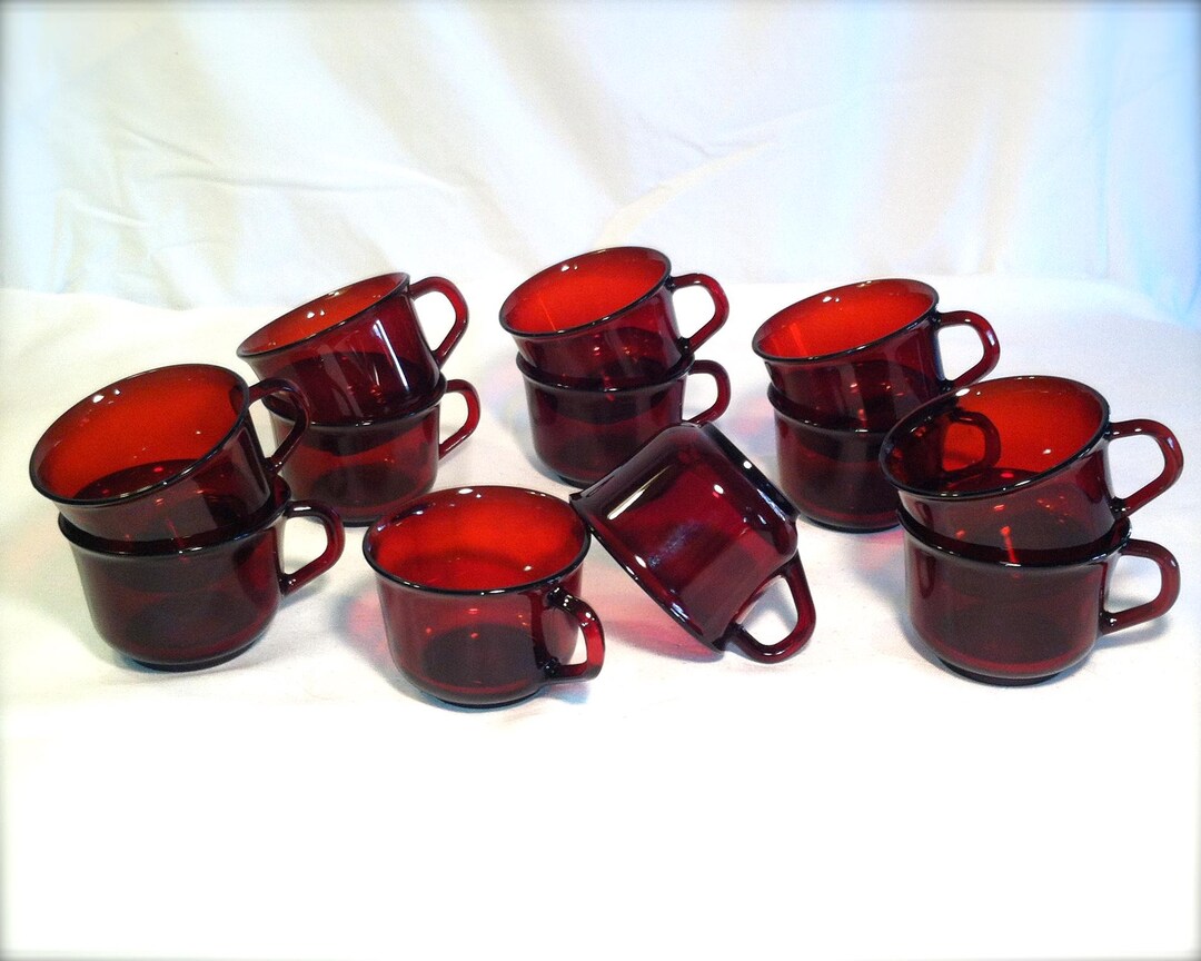 Ruby Red Arcoroc Glass Cups Made in France Set of 12 1960's - Etsy