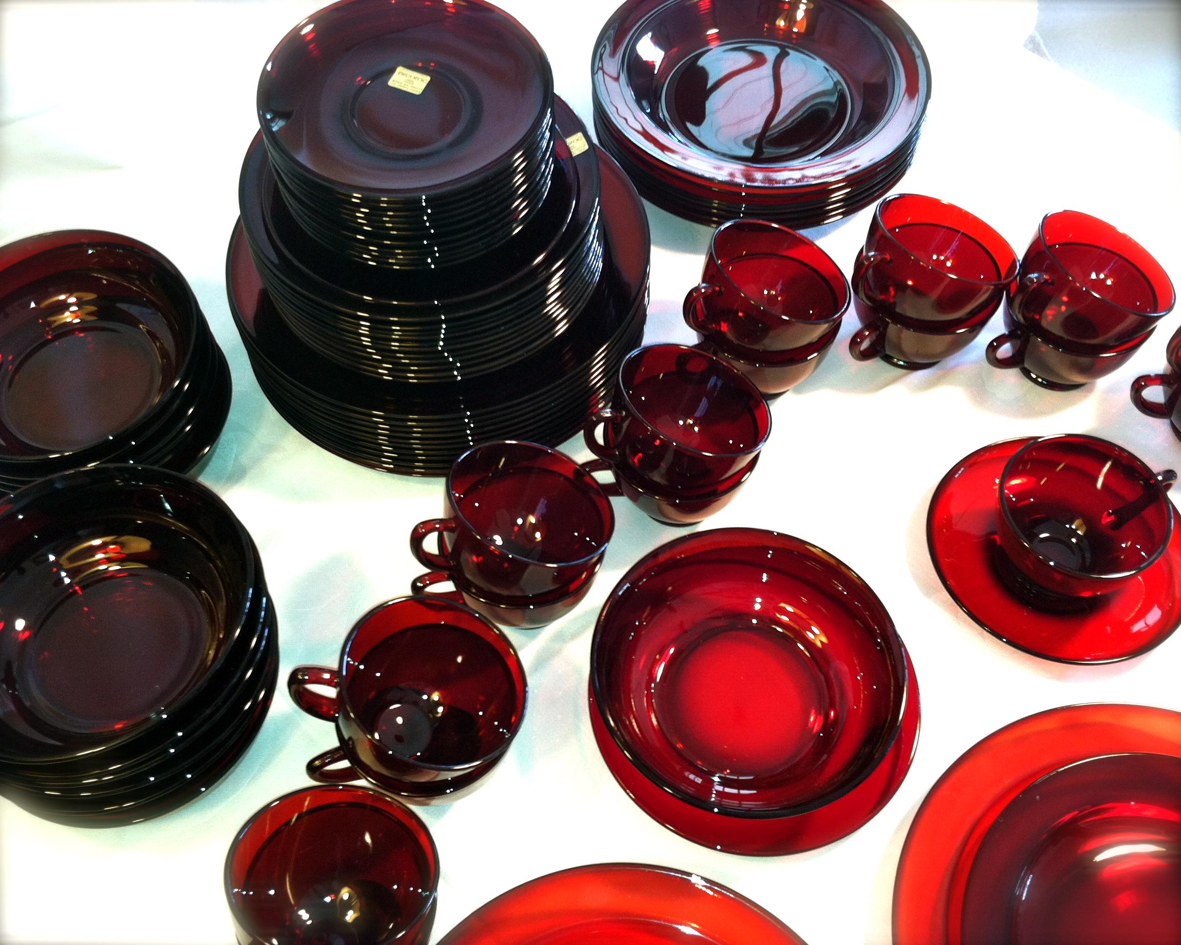 Vintage Arcoroc France Ruby Red Dinner Set Plates Bowls - Etsy