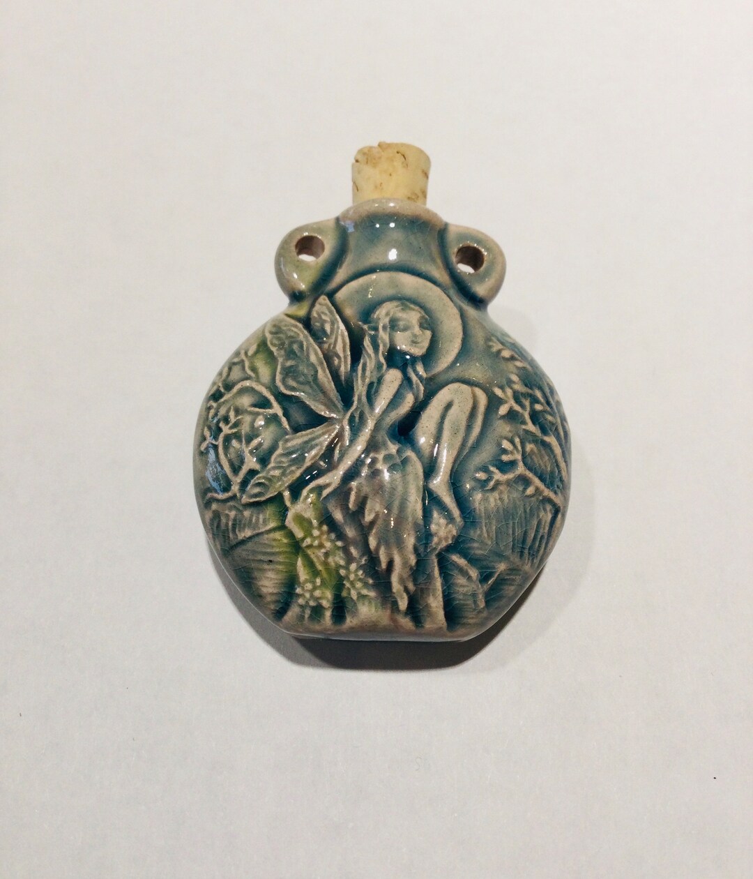 Fairy Garden Clay Bottle Blue Green Raku Glaze - Etsy