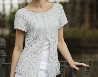 Women jacket crochet crochet top cotton short sleeve lace | Etsy