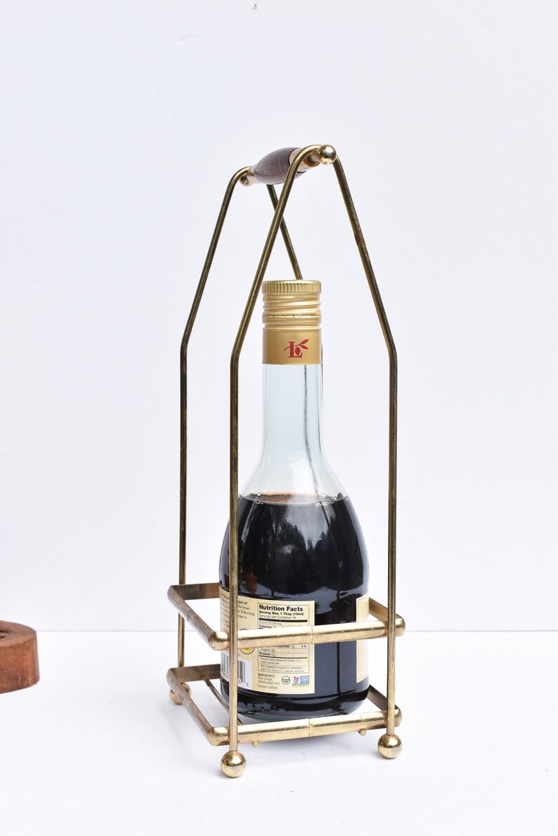Vintage Mid Century Metal Single Bottle Holder W/ Wood Handle - Etsy