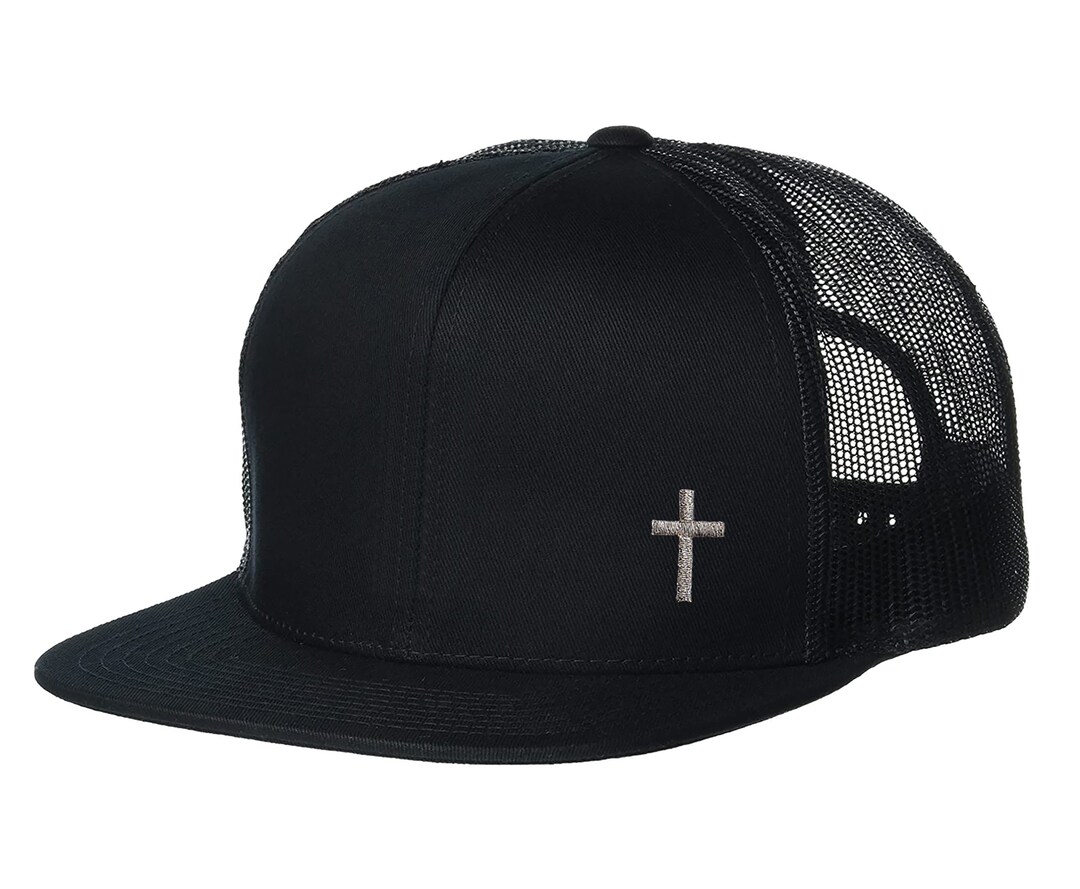 Cross Hat Mesh Comfort Fit Flat Brim Trucker Snapback Religious ...