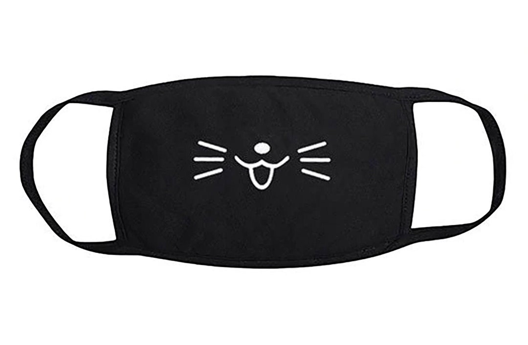 Cute Cat Face Mask Breathable Washable Reusable Black Cotton Spandex - Etsy