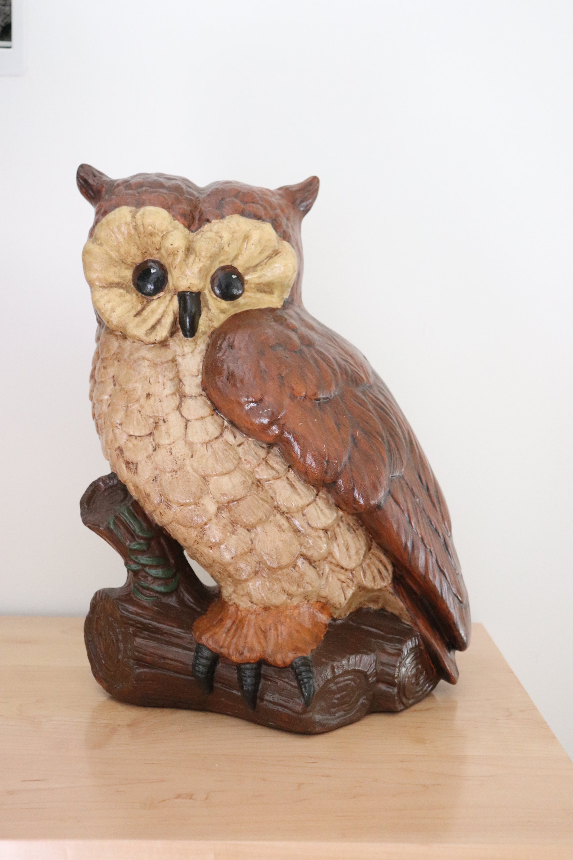 Vintage Very Large Ceramic Owl Art - Etsy