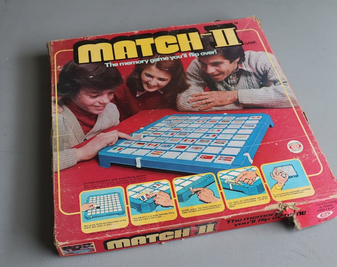 Vintage 1976 Match II Game - Flip Over Memory Game - World Flag ...