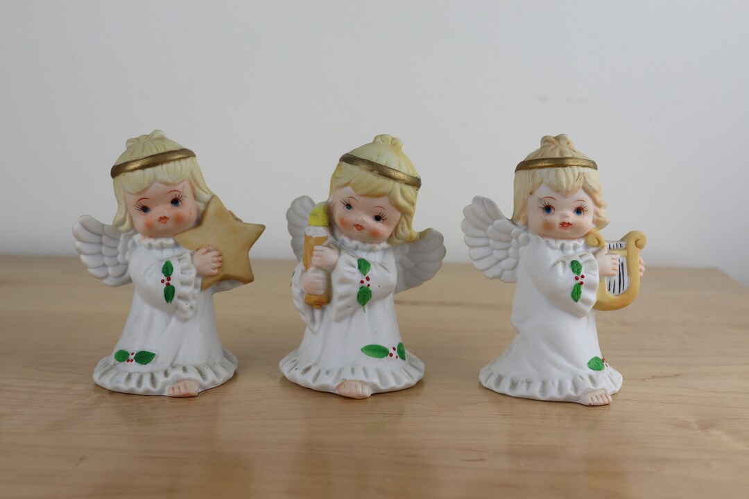 Vintage Ceramic Christmas Angel Figurines - Set of 3 - Etsy