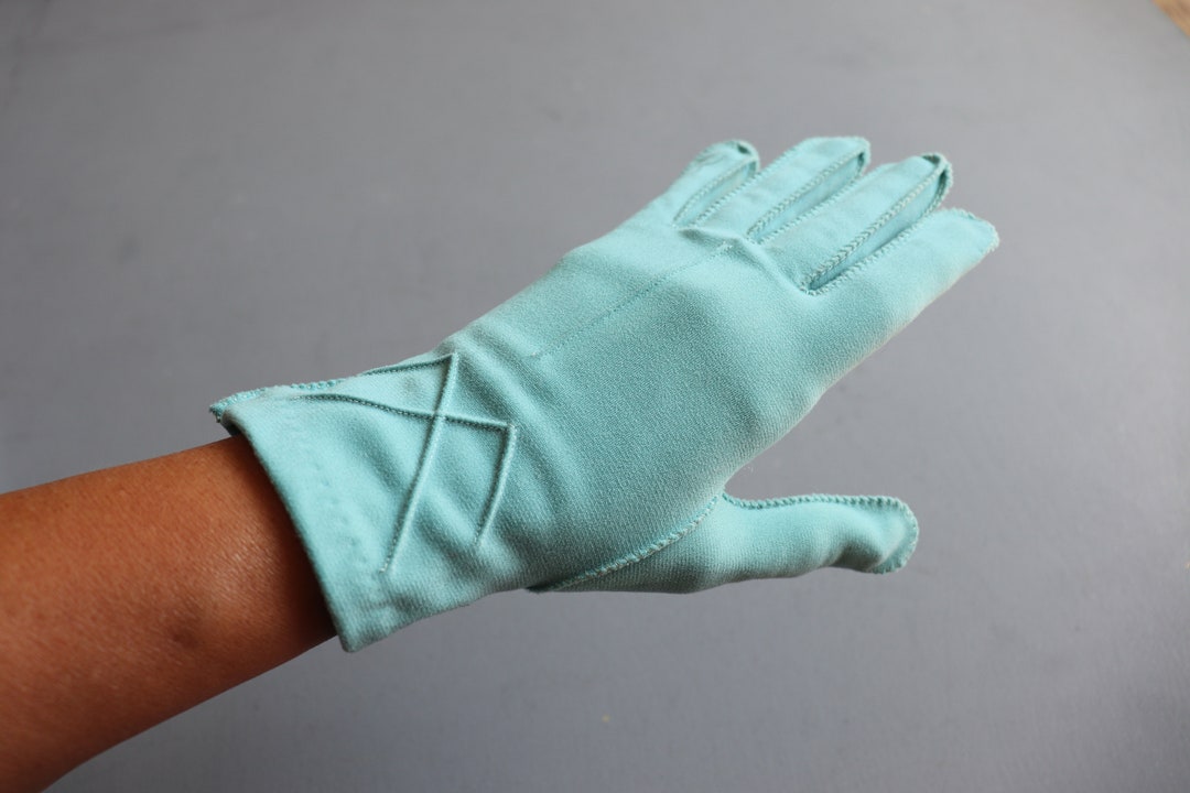 Vintage Women's Turquoise Short Cloth Gloves - Etsy