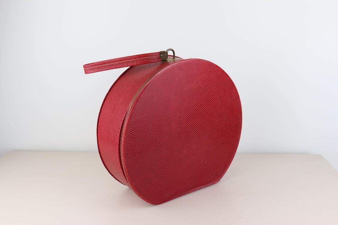 Vintage Small Size Red Hat Box Round Luggage - Etsy