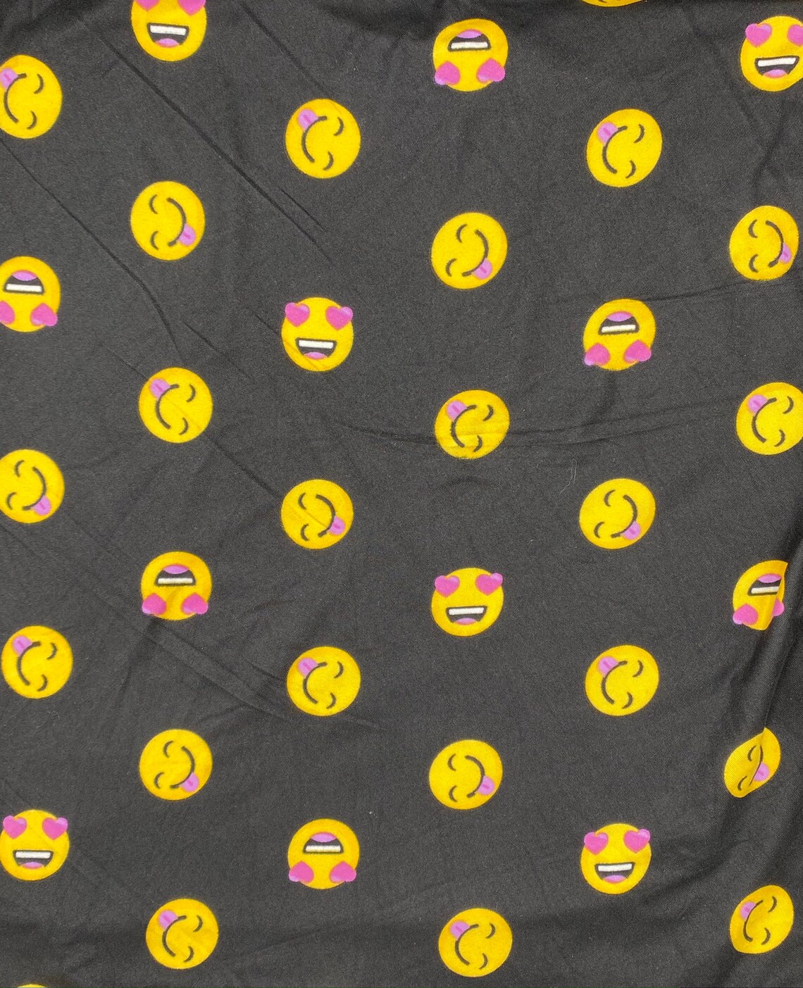 Smiley Face Print Fabric, Emoji Print Fabric, 90's Happy Face Fabric ...