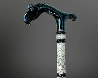 Handmade Wooden Walking Cane Embroidered & Patterned Walking Stick ...