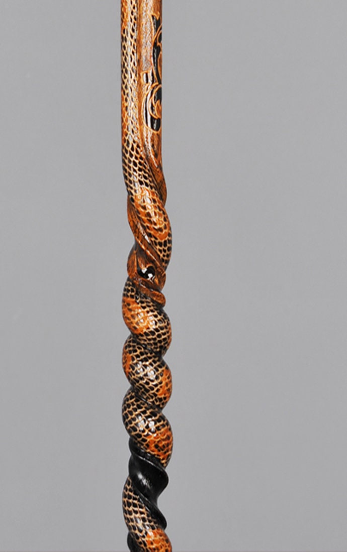 Handmade Wooden Walking Cane Snake Embroidered & Patterned Walking ...