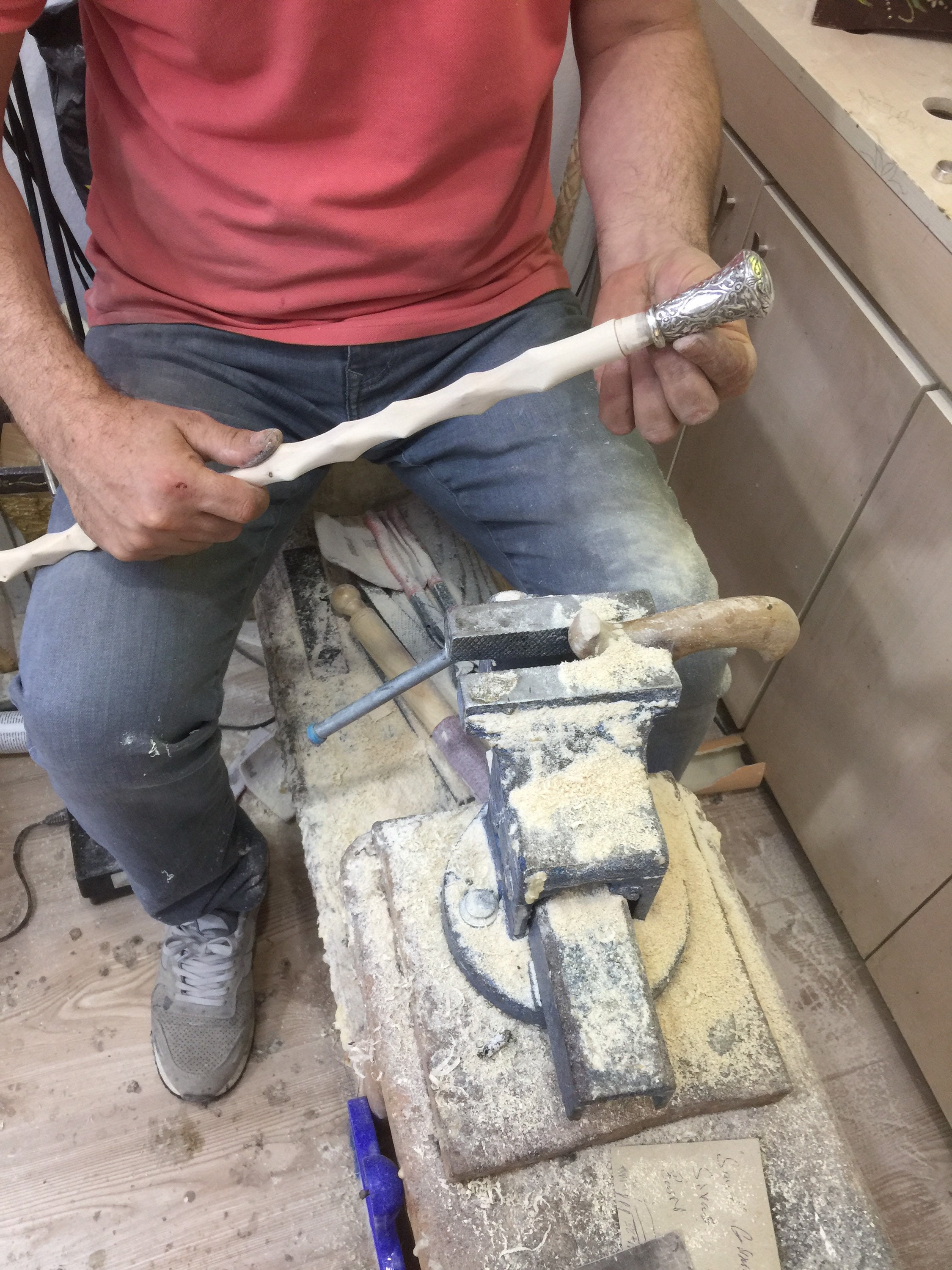 Handmade Knob Handle Wooden Walking Cane Embroidered & Patterned ...