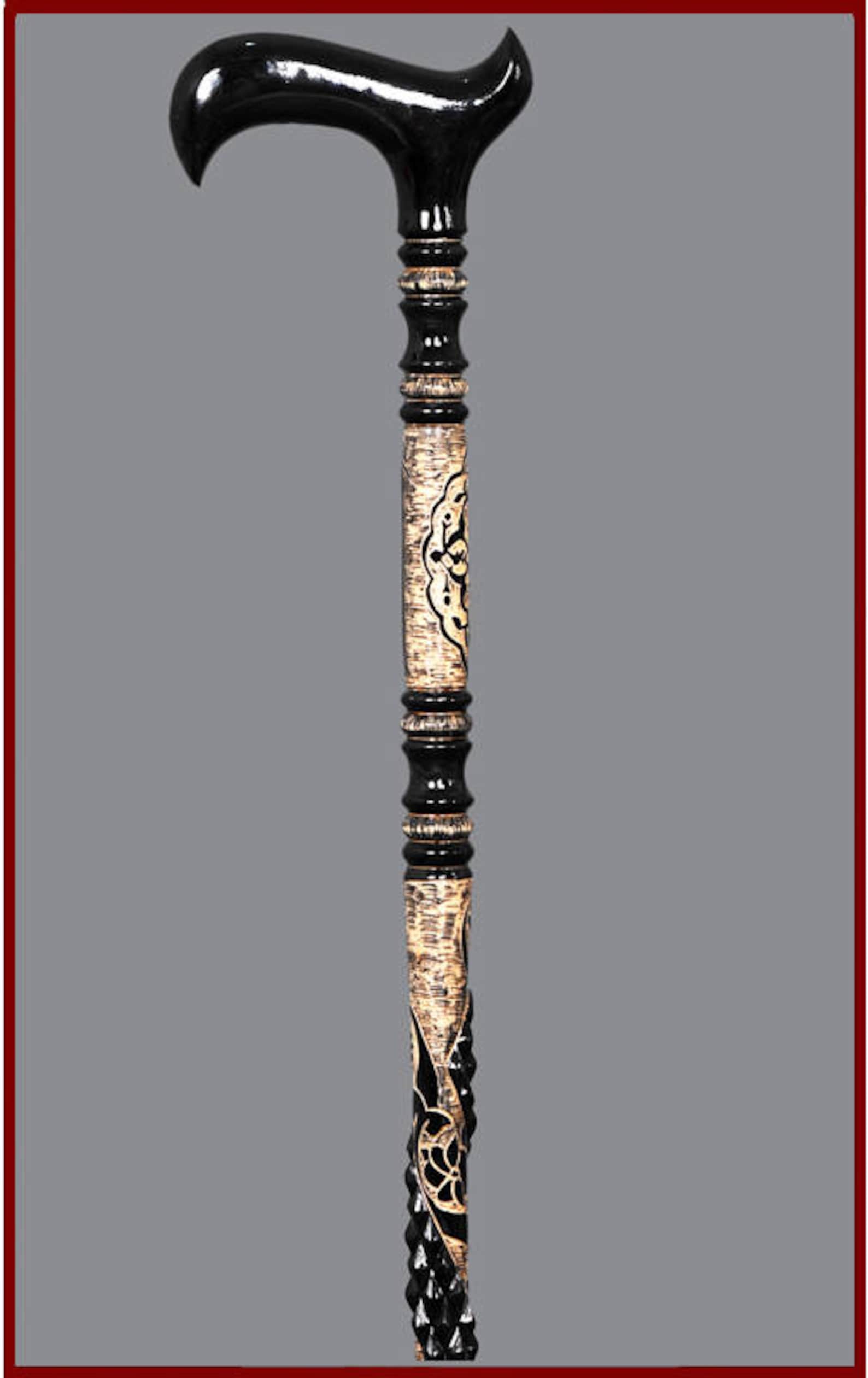 Handmade Wooden Walking Cane Embroidered & Patterned Walking Stick Art ...