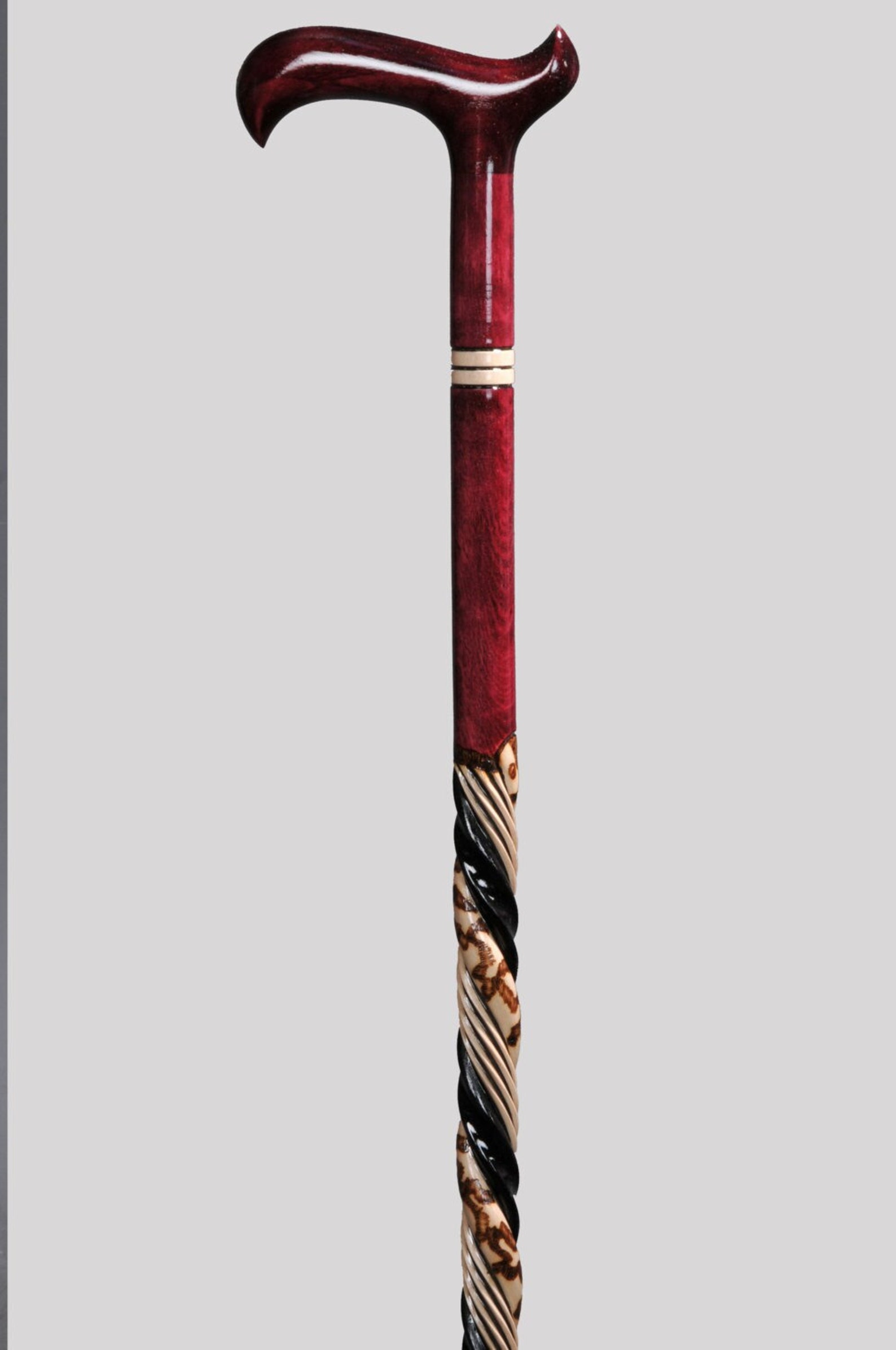 Handmade Spiral Shaped Wooden Walking Cane | Embroidered Walking Stick ...