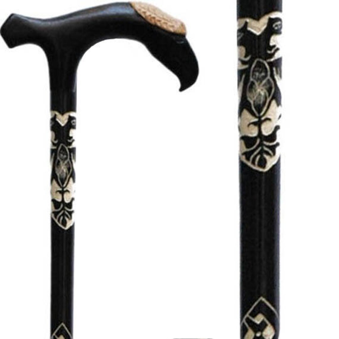 Handmade Wooden Walking Cane | Embroidered & Patterned Walking Stick ...