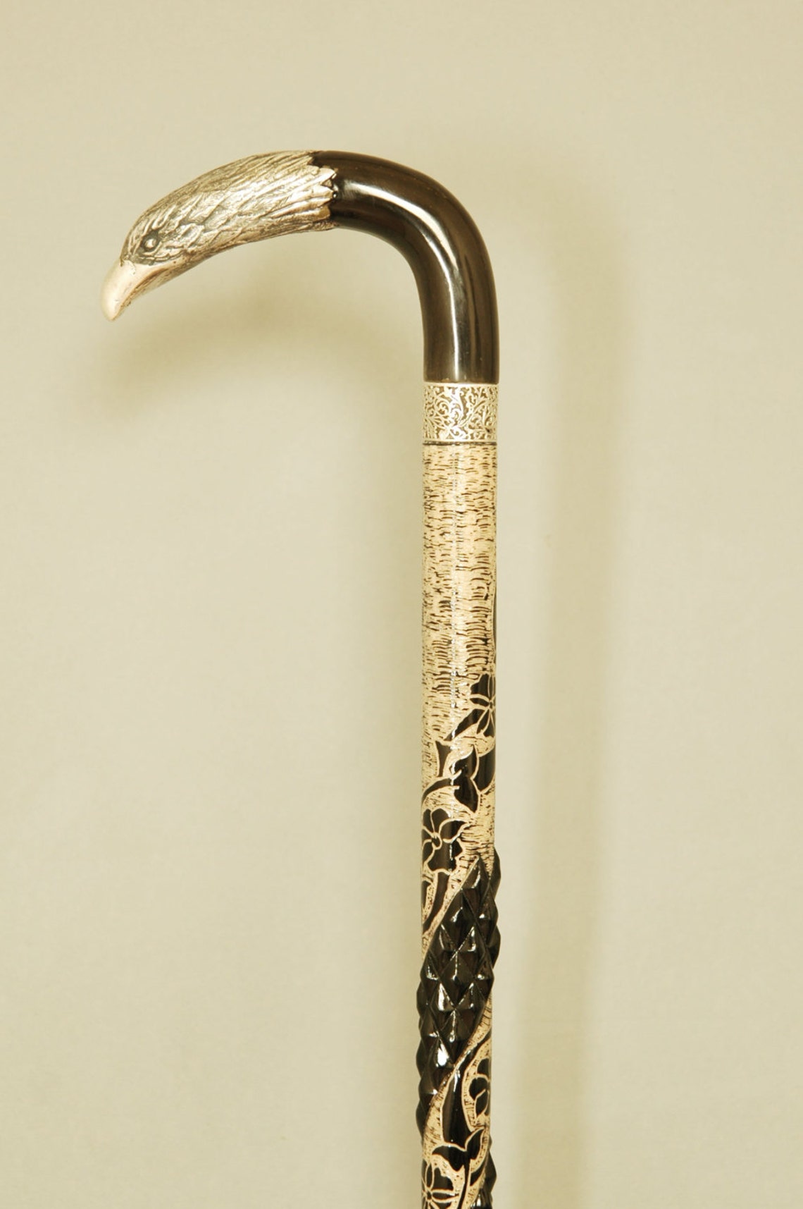 Handmade Wooden Walking Cane Embroidered & Patterned Walking Stick ...