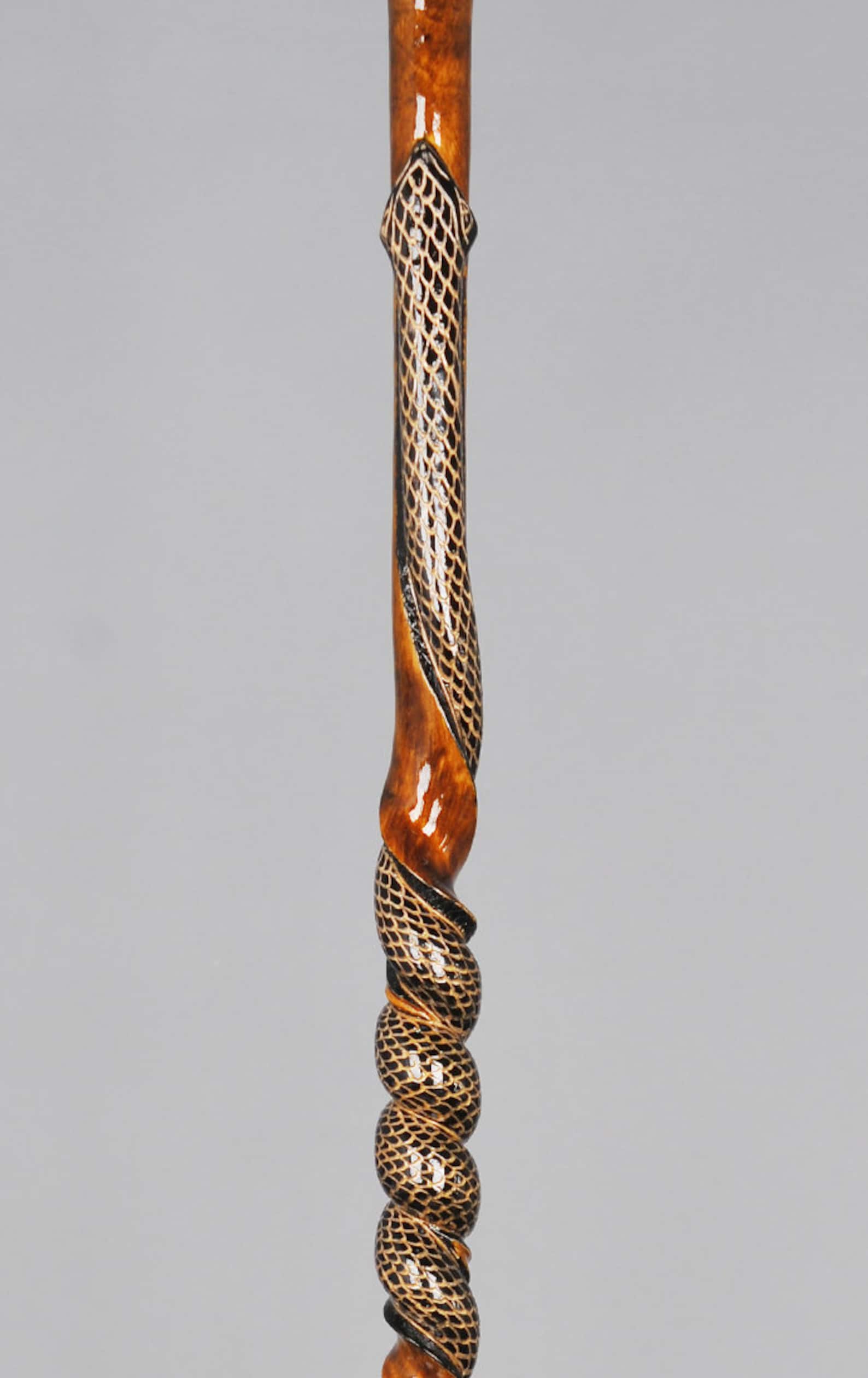 Handmade Wooden Walking Cane | Snake Embroidered & Patterned Walking ...