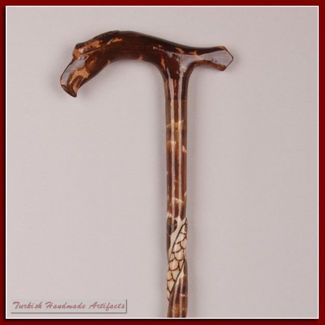 Handmade Wooden Walking Cane | Embroidered & Patterned Walking Stick ...