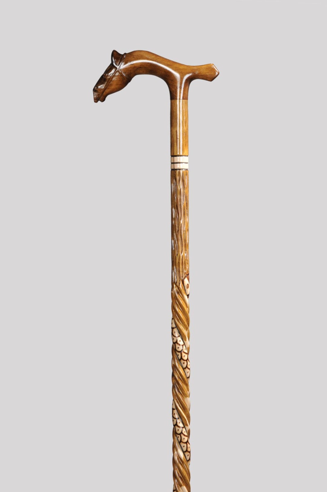 Handmade Wooden Walking Cane | Horse Head Embroidered Walking Stick ...
